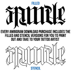 Strength / Wisdom Ambigram Tattoo Instant Download (Design + Stencil ...